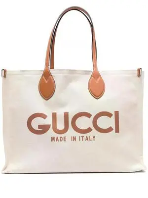 Gucci Large -print Tote Bag - Neutrals