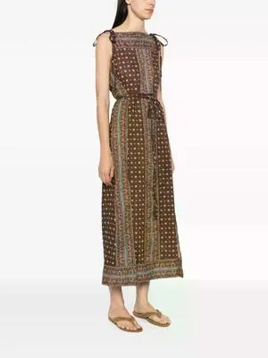 DÔEN Amarante Midi Dress With Tie-fastening Straps - Brown