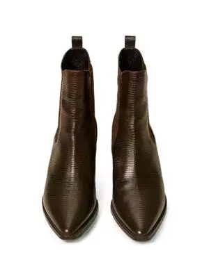 TWINSET Short Leather Cow Boots With Elastics