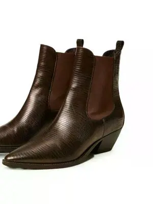 TWINSET Short Leather Cow Boots With Elastics
