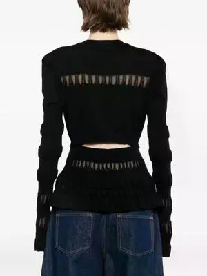 FETICO Convertible Sheer Lace Striped Cardigan