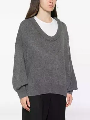 LISA YANG Doria Scoop-neck Long-sleeve Sweater - Grey