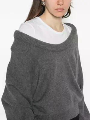 LISA YANG Doria Scoop-neck Long-sleeve Sweater - Grey