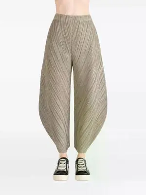 Issey Miyake Sand Beige Pleated Tapered Cropped Trousers