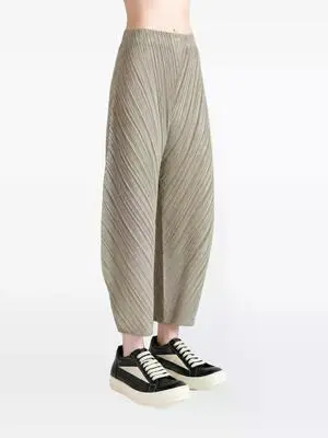 Issey Miyake Sand Beige Pleated Tapered Cropped Trousers