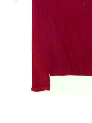Patrizia Pepe Rib-knit Button-placket Sweater - Red