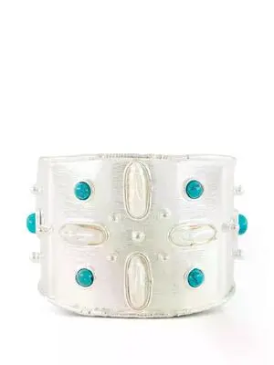 Sylvia Toledano Mojave Pearl And Turquoise Cuff Bracelet - Silver