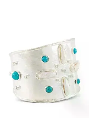 Sylvia Toledano Mojave Pearl And Turquoise Cuff Bracelet