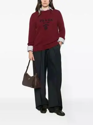 Prada Logo Intarsia Wool And Cashmere Sweater