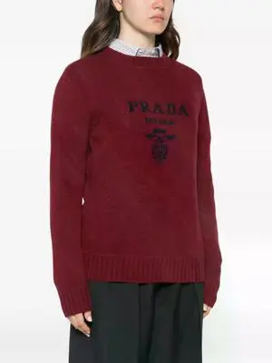 Prada Logo Intarsia Wool And Cashmere Sweater