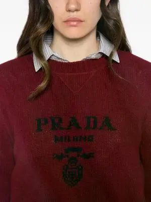 Prada Logo Intarsia Wool And Cashmere Sweater