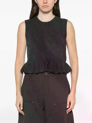 Cecilie Bahnsen Ruffled Knit Vest - Grey