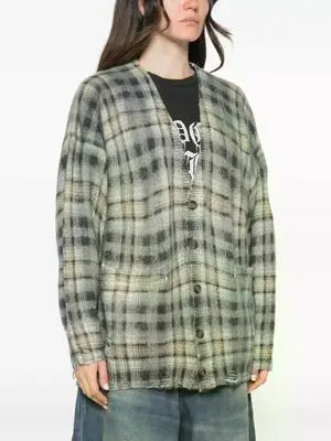 R13 Checked Distressed Cardigan