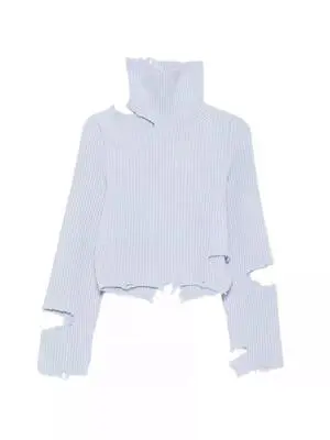 HAIKURE Distressed Ribbed-knit Sweater - Blue