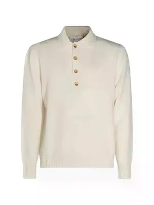 Malo Cashmere Long-sleeve Polo-collar Sweater - Neutrals