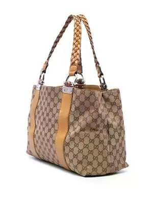 Gucci 2016-2026 Medium Gg Canvas Bamboo Libeccio Tote Bag