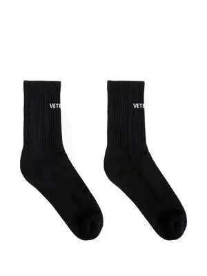 Vetements Logo-intarsia Socks - Black