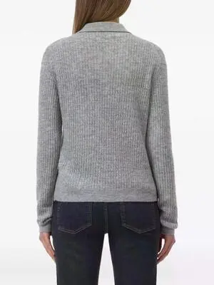 Closed Ribbed-knit Long-sleeve Polo Shirt