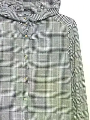Kiton Check-pattern Hooded Shirt - Grey