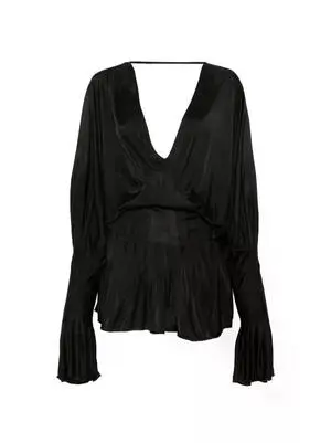 AYA MUSE V-neck Mini Dress With Flared Cuffs And Pleated Skirt