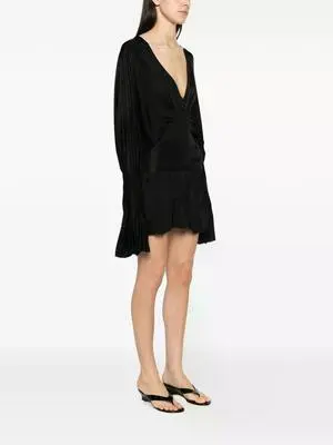 AYA MUSE V-neck Mini Dress With Flared Cuffs And Pleated Skirt
