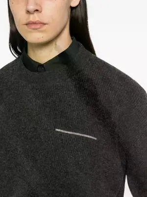 Peserico Ribbed Knit Crew Neck Sweater With Pocket Detail