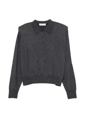 THE FRANKIE SHOP Padded Shoulder Polo Top - Grey
