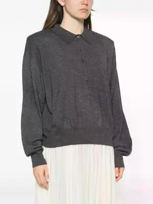 THE FRANKIE SHOP Padded Shoulder Polo Top - Grey