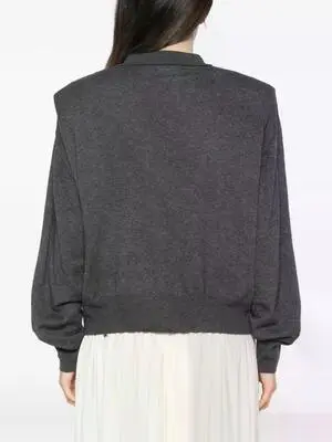 THE FRANKIE SHOP Padded Shoulder Polo Top - Grey
