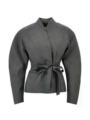 Andamane Belted Puff-sleeve Jacket - Grey