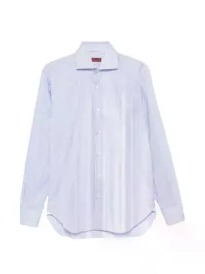 BARBA NAPOLI Vertical-stripe Spread-collar Shirt - White