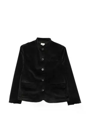 19.61 MILANO Velvet-effect Mandarin-collar Jacket - Black