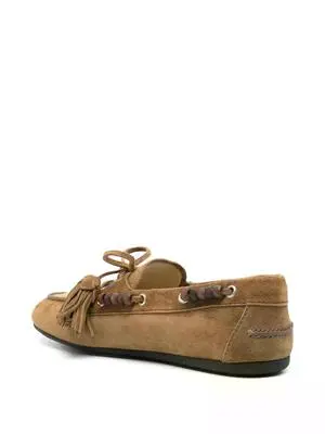 Miu Miu Tassel-detail Beaded Loafers - Brown
