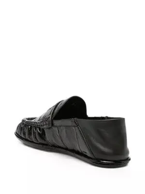 Saint Laurent Crocodile-effect Loafers - Brown