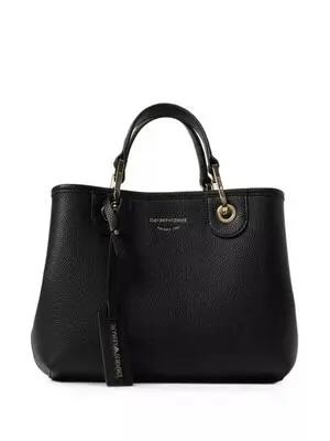 Emporio Armani Logo-print Pebbled Tote Bag - Black