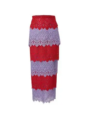 Carolina Herrera Lace-trim Midi Pencil Skirt - Red