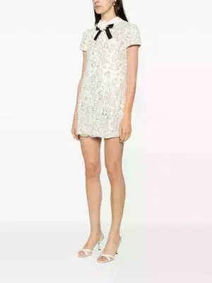 SELF-PORTRAIT Sequin Embellished Floral Mini Dress