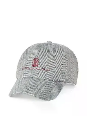 Brunello Cucinelli Alpaca, Wool, And Silk Chevron Baseball Cap - Blue