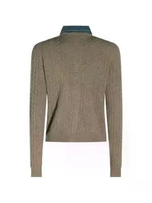 Miu Miu Cable-knit Layered-collar Cardigan