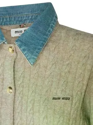 Miu Miu Cable-knit Layered-collar Cardigan