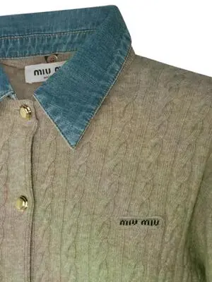 Miu Miu Cable-knit Layered-collar Cardigan