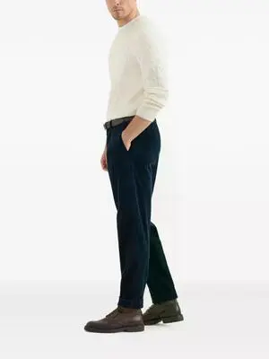 Brunello Cucinelli Garment-dyed Trousers In Cotton Corduroy With Pleat - Blue