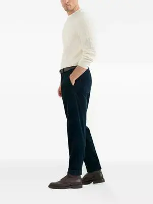 Brunello Cucinelli Garment-dyed Cotton Corduroy Pleated Trousers - Blue
