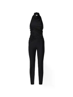 Andamane Tatiana Ruched Halterneck Jumpsuit - Black