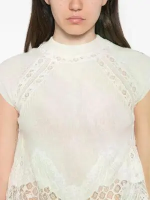Ermanno Scervino Lace Trim Knit Top - Neutrals
