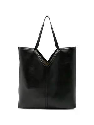 Saint Laurent V-cut Leather Tote Bag - Black