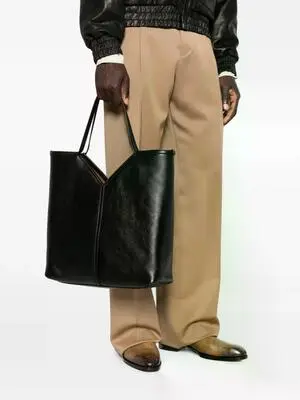 Saint Laurent V-cut Leather Tote Bag