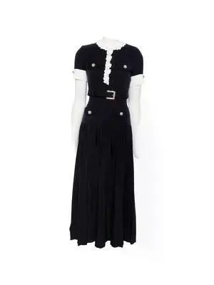 SELF-PORTRAIT Belted Floral-embellished Midi Dress - Blue