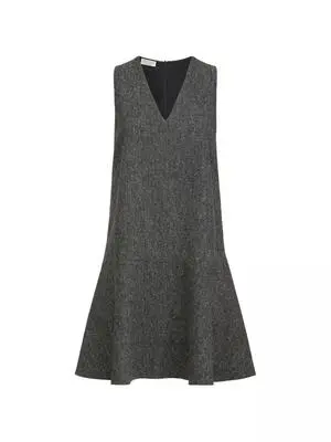 Brunello Cucinelli Virgin-wool Donegal Mini Dress With Monili - Grey