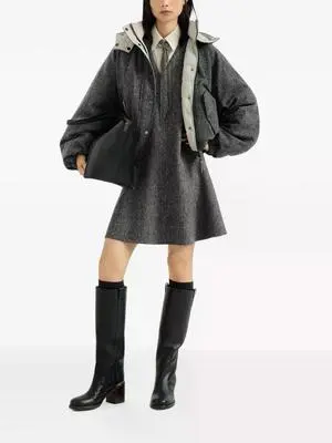 Brunello Cucinelli Virgin Wool Donegal Mini Dress With Monili Embellishment